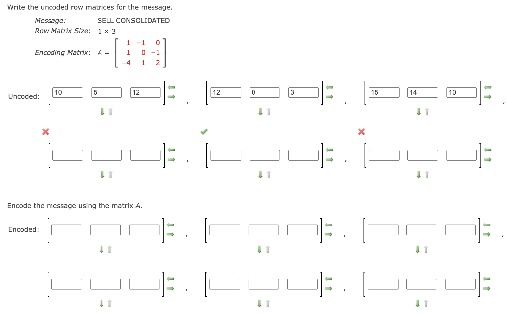 Solved Write the uncoded row matrices for the message. | Chegg.com