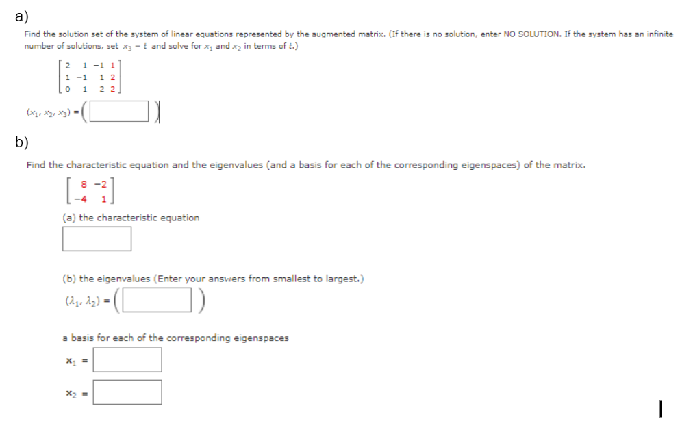 Solved a) Find the solution set of the system of linear | Chegg.com
