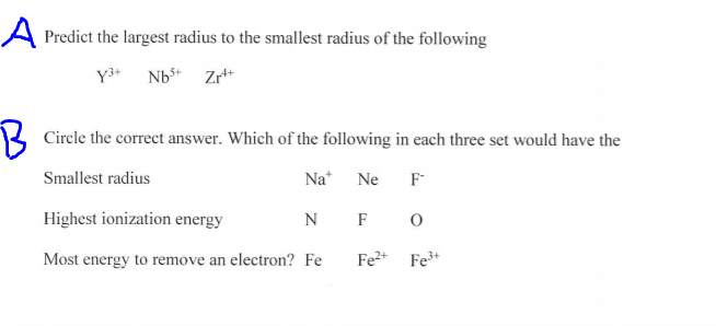 Solved A Predict the largest radius to the smallest radius | Chegg.com
