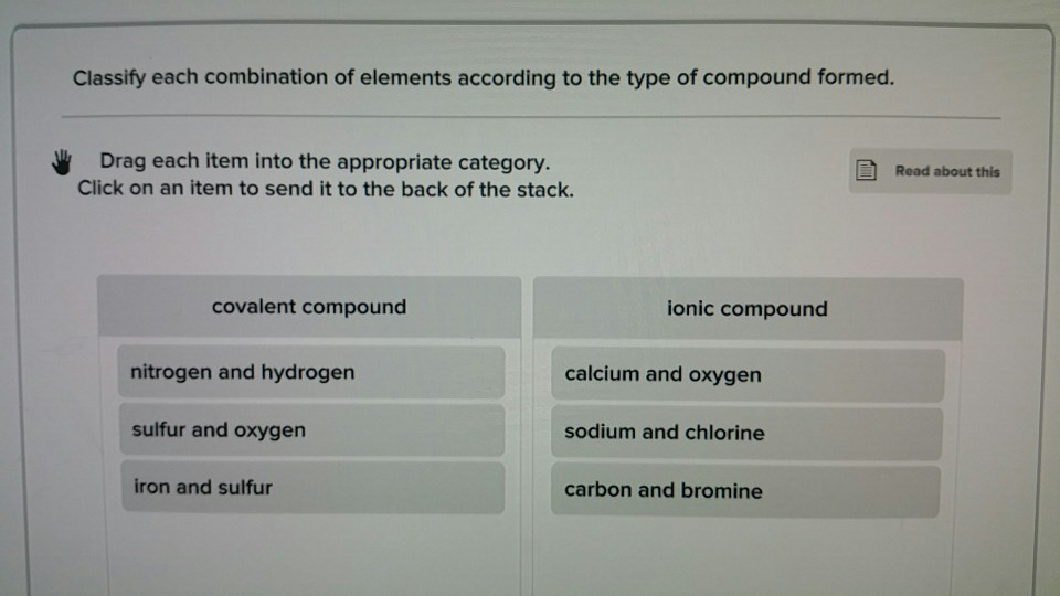 Solved Classify each combination of elements according to | Chegg.com