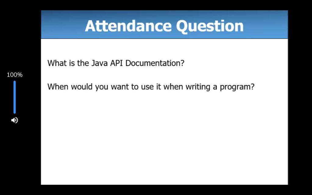 Solved Attendance Question What is the Java API | Chegg.com