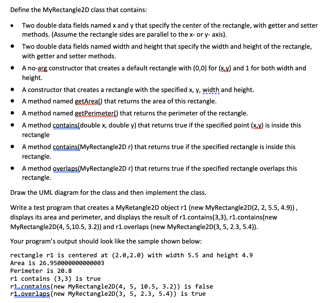 Solved Define the MyRectangle2D class that contains: Two | Chegg.com