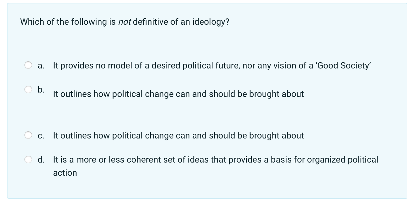 Solved Which of the following is not definitive of an | Chegg.com