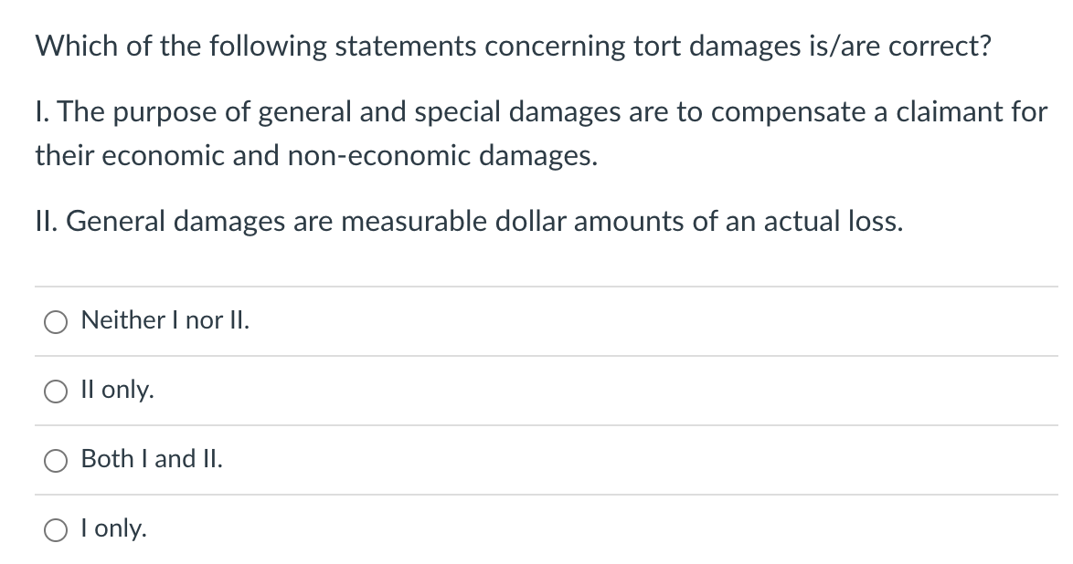 Solved Which of the following statements concerning tort | Chegg.com