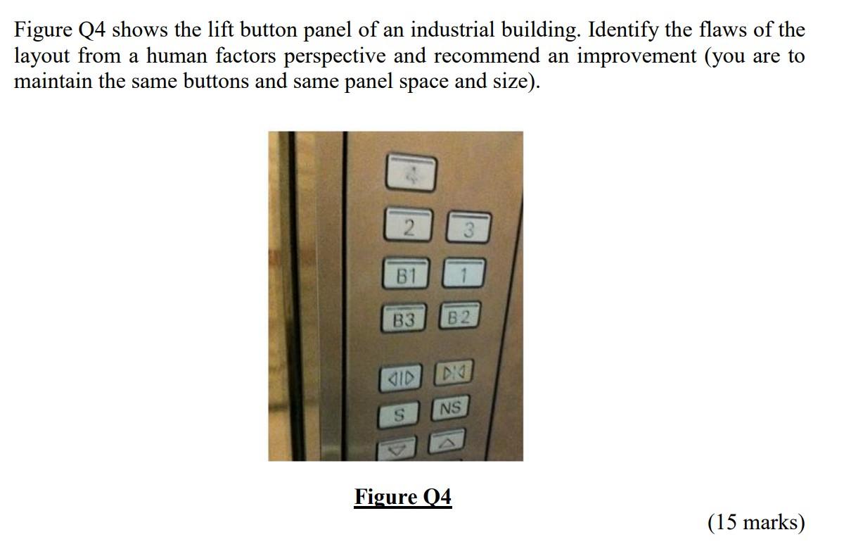 Solved Figure Q4 shows the lift button panel of an | Chegg.com