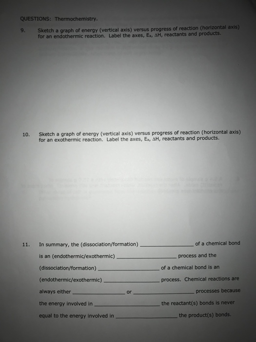 Solved QUESTIONS: Thermochemistry. Sketch a graph of energy | Chegg.com