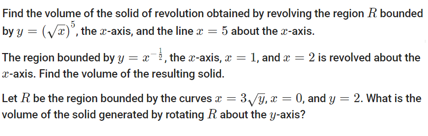 Solved Find the volume of the solid of revolution obtained | Chegg.com