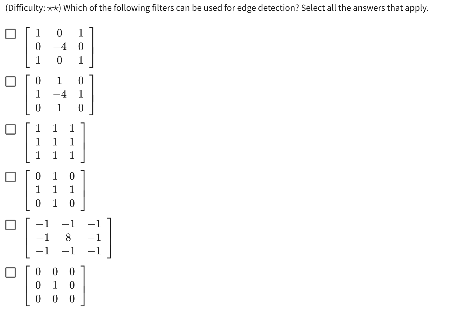 Solved (Difficulty: **) Which of the following filters can | Chegg.com