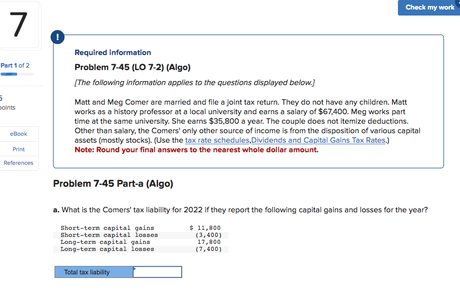 Solved Required information Problem 7-45 (LO 7-2) (Algo) | Chegg.com Solved Required information Problem 7-45 (LO 7-2) (Algo) | Chegg.com