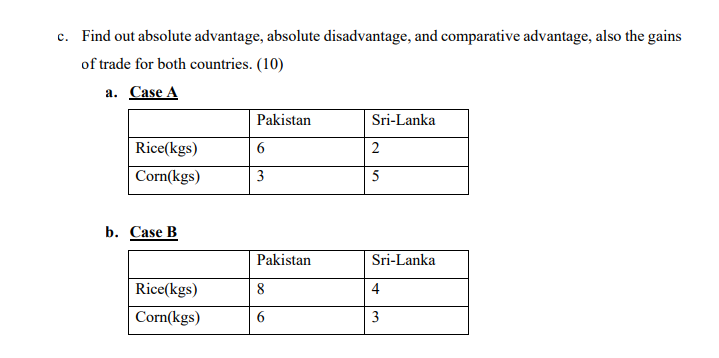 Solved c. Find out absolute advantage, absolute | Chegg.com
