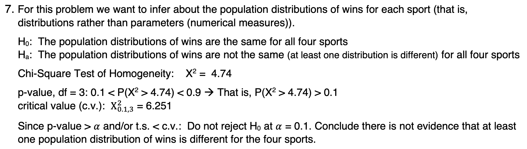 Solved 7. Winning team data from samples of randomly | Chegg.com