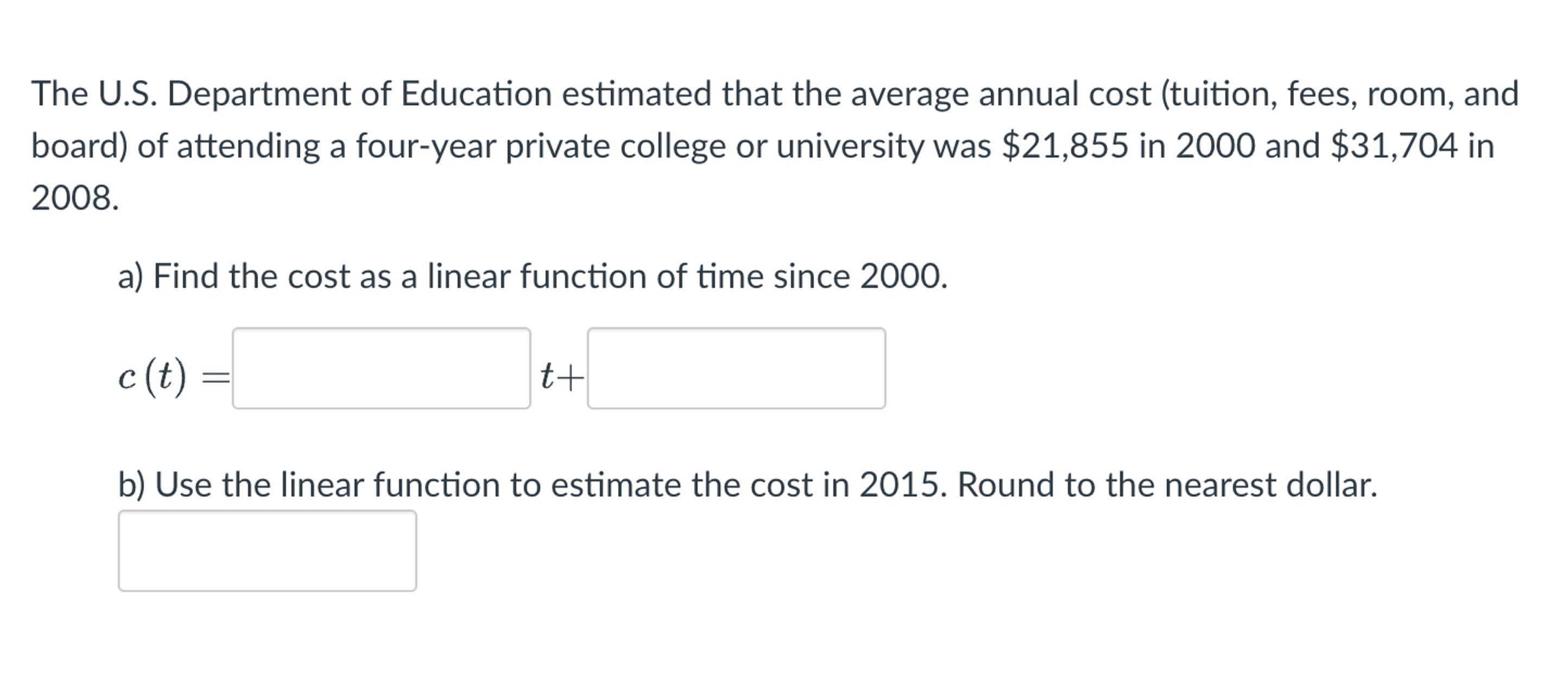 Solved The U.S. ﻿Department of Education estimated that the | Chegg.com