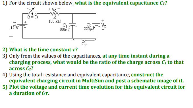 Solved 2) What is the time constant τ ? 3) Only from the | Chegg.com