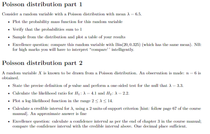 Solved Poisson distribution part 1 Consider a random | Chegg.com