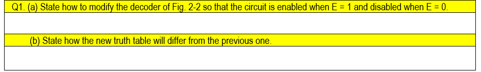 Solved Q1. (a) State how to modify the decoder of Fig. 2−2 | Chegg.com