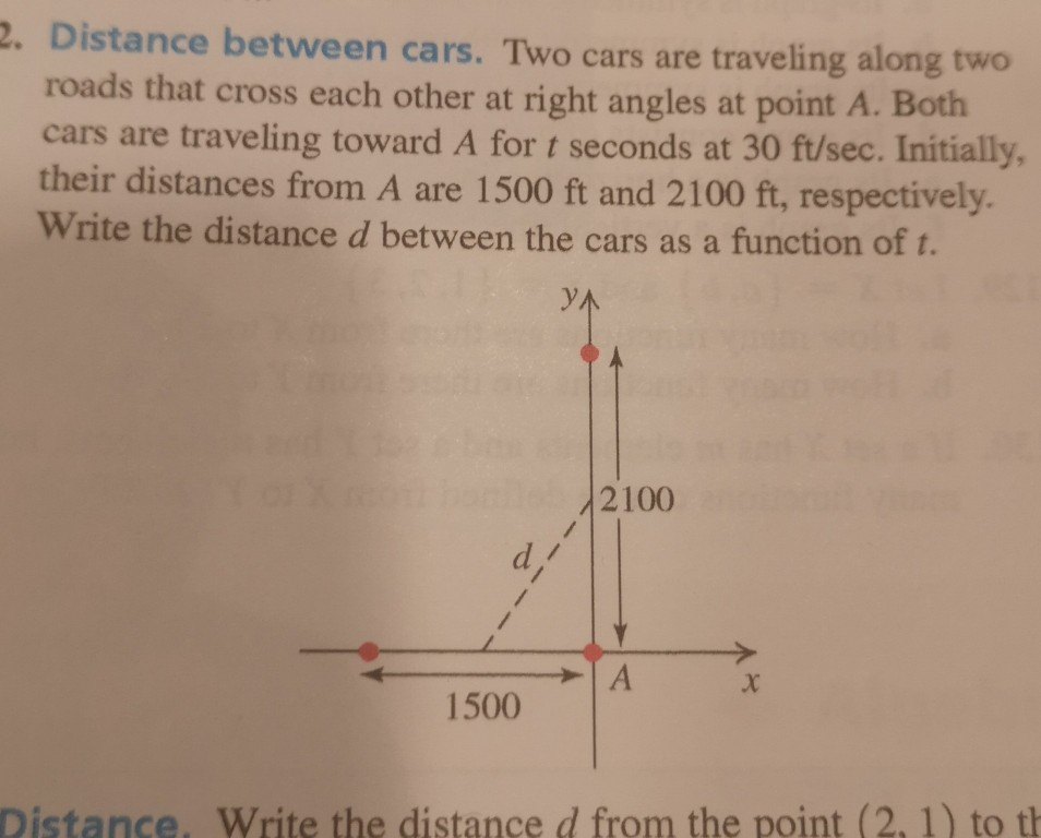 Solved 2. Distance between cars. Two cars are traveling | Chegg.com