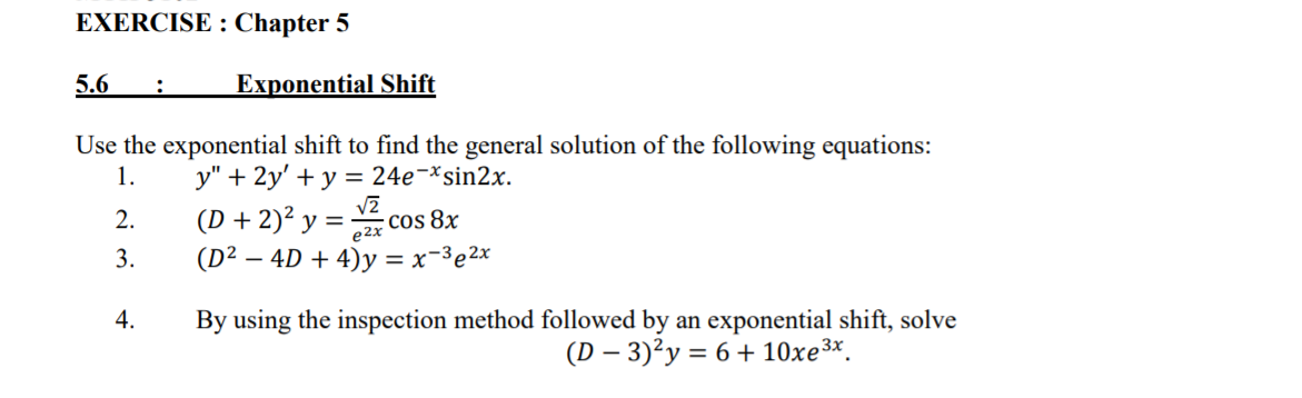 Solved EXERCISE : Chapter 5 5.6 : Exponential Shift Use the | Chegg.com