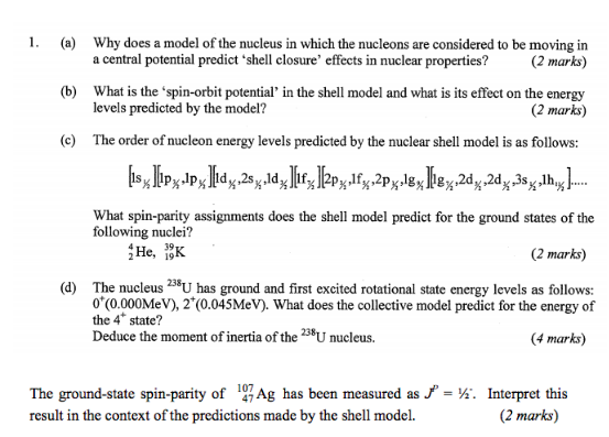 1. (a) Why does a model of the nucleus in which the | Chegg.com