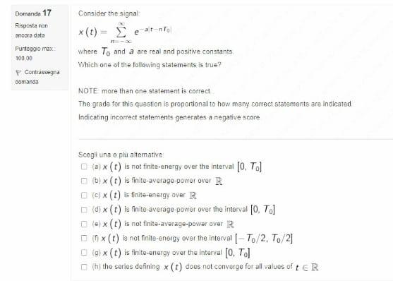 Solved Domanda 17 Risposta non ancora data Punteggio max | Chegg.com