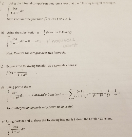 a) Using the integral comparison theorem, show that | Chegg.com