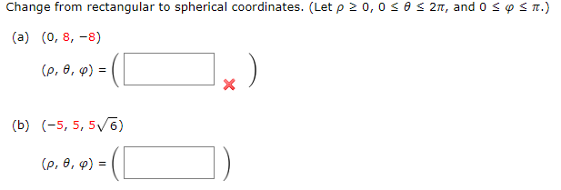 Solved Change from rectangular to spherical coordinates. | Chegg.com