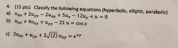 Solved 4 (15 pts) Classify the following equations | Chegg.com