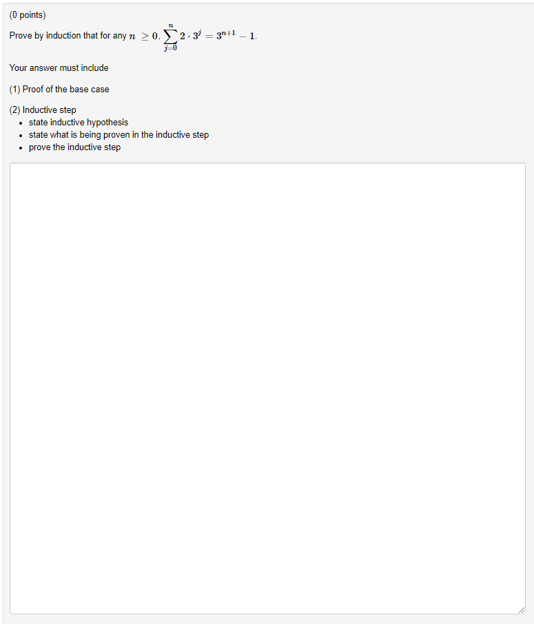 Solved Prove by induction that for any n≥0,∑j=0n2⋅3j=3n+1−1. | Chegg.com