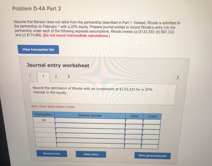 Solved Problem D-4A Partner withdrawal and admission LO P3 | Chegg.com