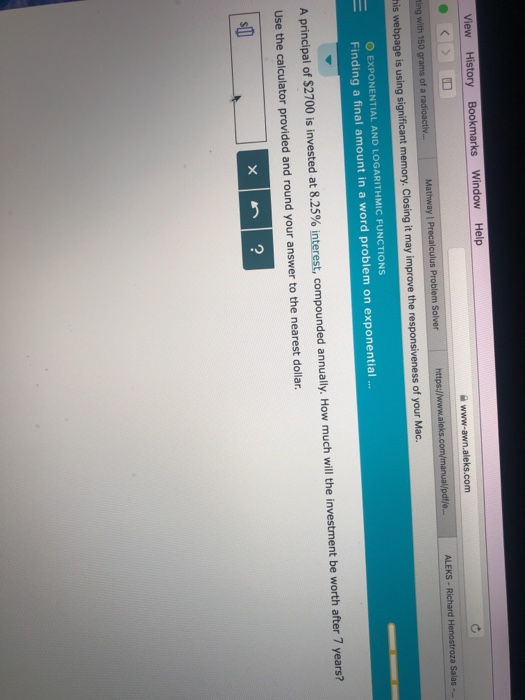 Solved View History Bookmarks Window Help Mathway | | Chegg.com