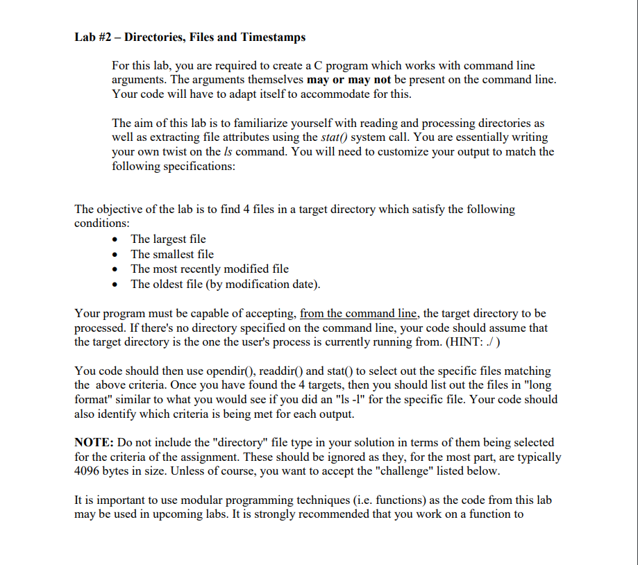Lab #2 - Directories, Files and Timestamps For this | Chegg.com