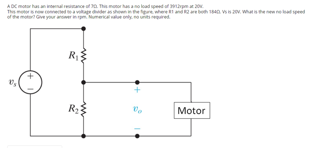 Solved A DC motor has an internal resistance of 7Ω. This | Chegg.com