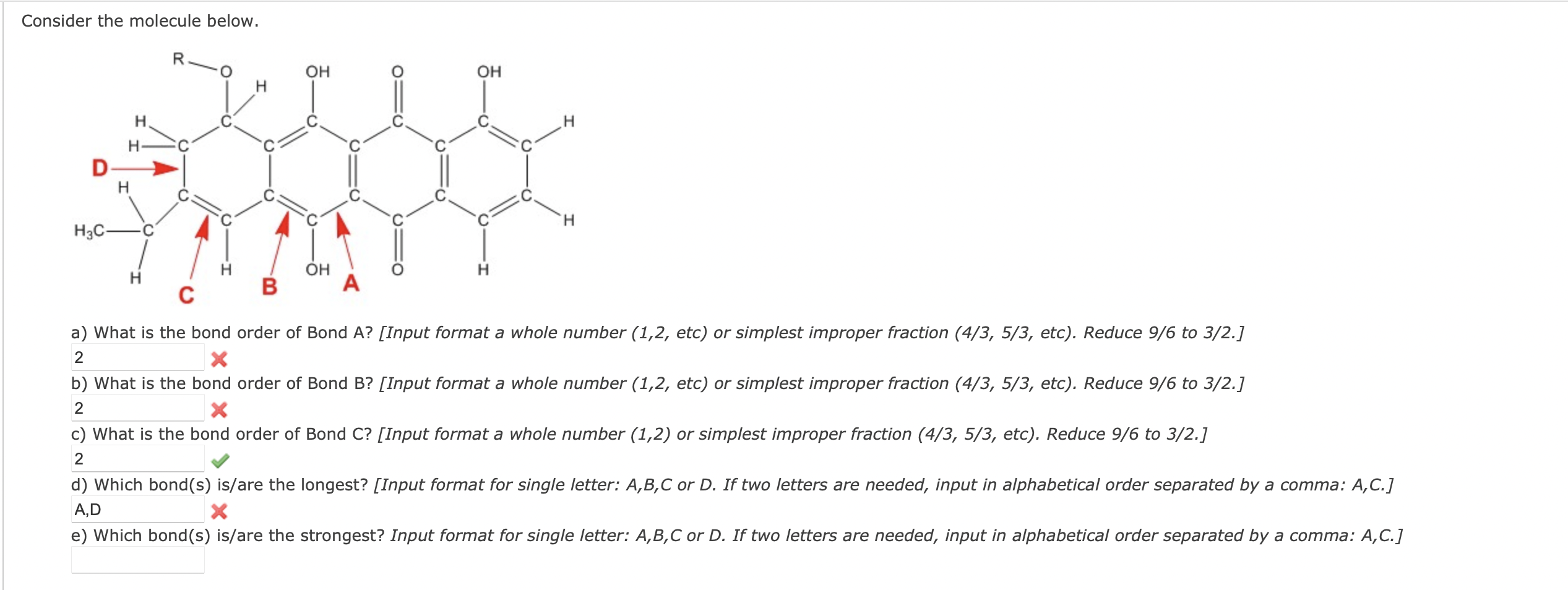 Solved Consider the molecule below. a) What is the bond | Chegg.com