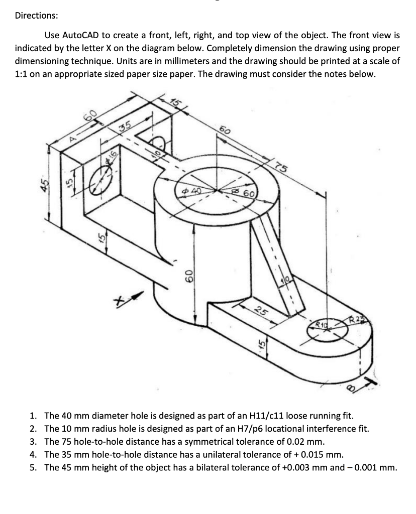 Solved Directions: Use AutoCAD to create a front, left, | Chegg.com