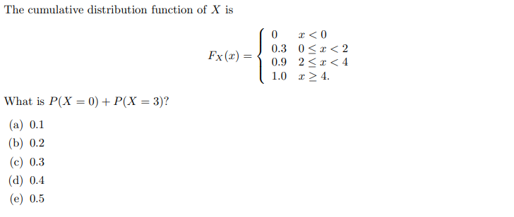 Solved The cumulative distribution function of X is Fx (x)= | Chegg.com