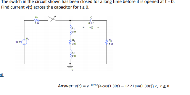 Solved find voltage v(t) using both i=Cdv/dt and | Chegg.com