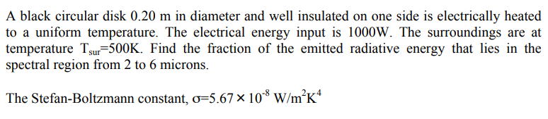 Solved A black circular disk 0.20 m in diameter and well | Chegg.com