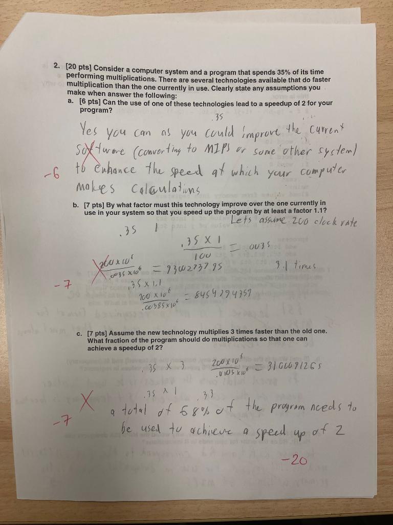 2. [20 pts] Consider a computer system and a program | Chegg.com