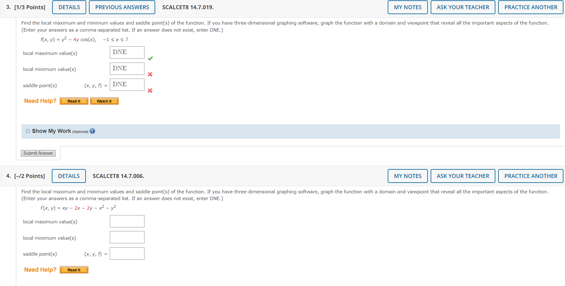 Solved [1/3 Points] SCALCET8 14.7.019. (Enter your answers | Chegg.com