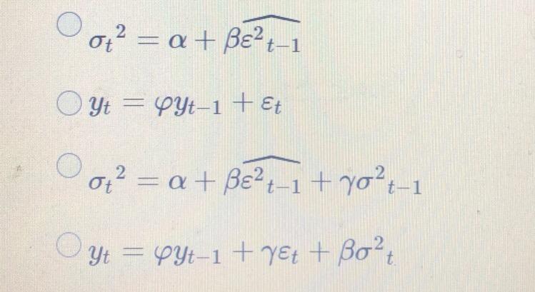 Solved Mcq : 1. Which is the formula for an ARCH | Chegg.com