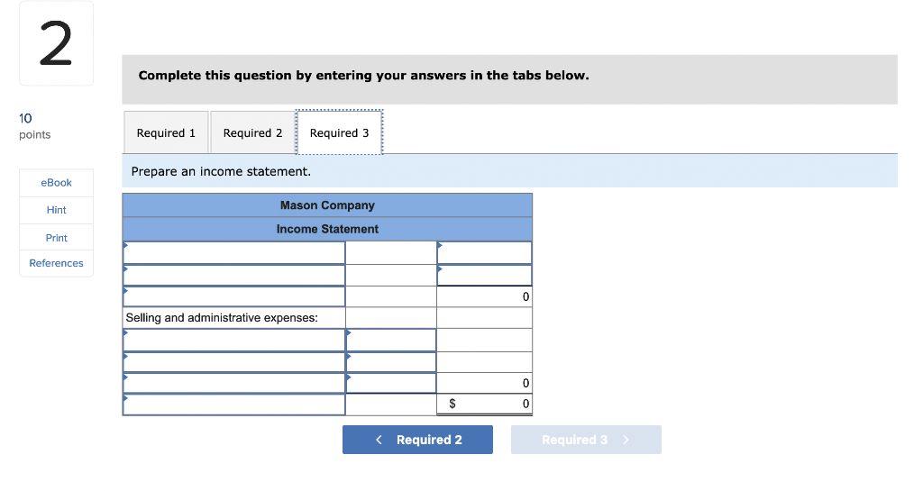 Solved 2 10 points eBook Hint Print References The following | Chegg.com