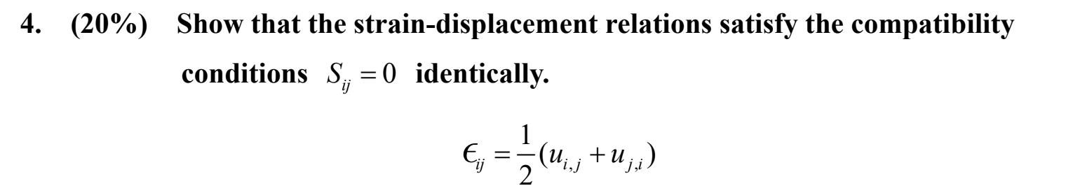 Solved (20\%) Show that the strain-displacement relations | Chegg.com