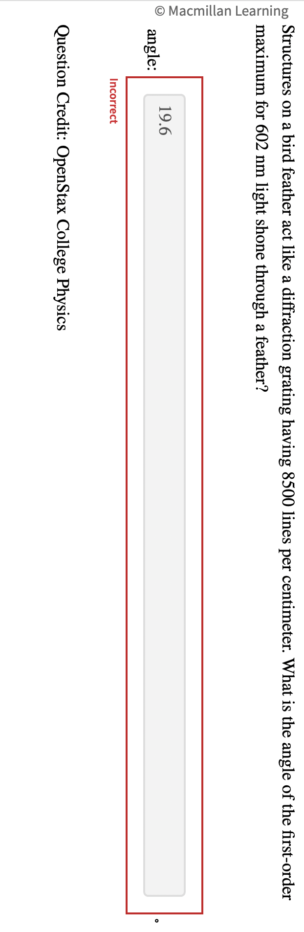 Solved Structures on a bird feather act like a diffraction | Chegg.com