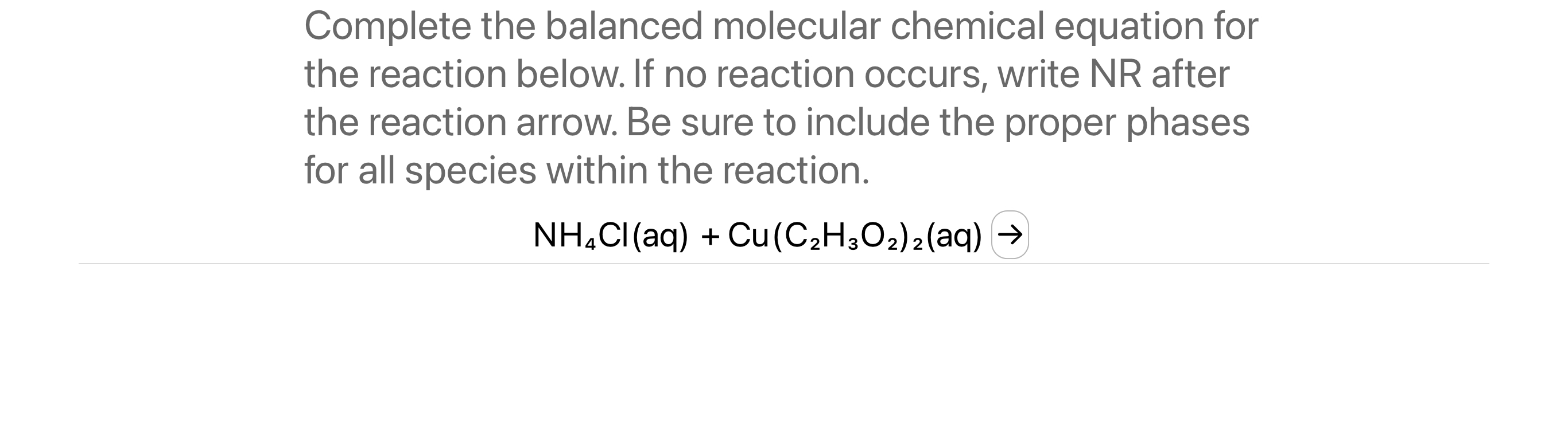 Solved Complete the balanced molecular chemical equation for | Chegg.com