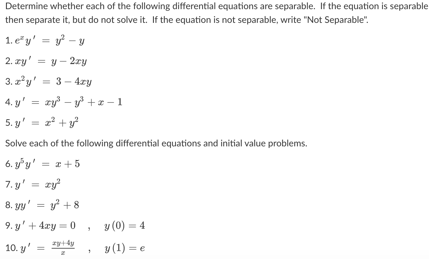 Solved Determine Whether Each Of The Following Differential