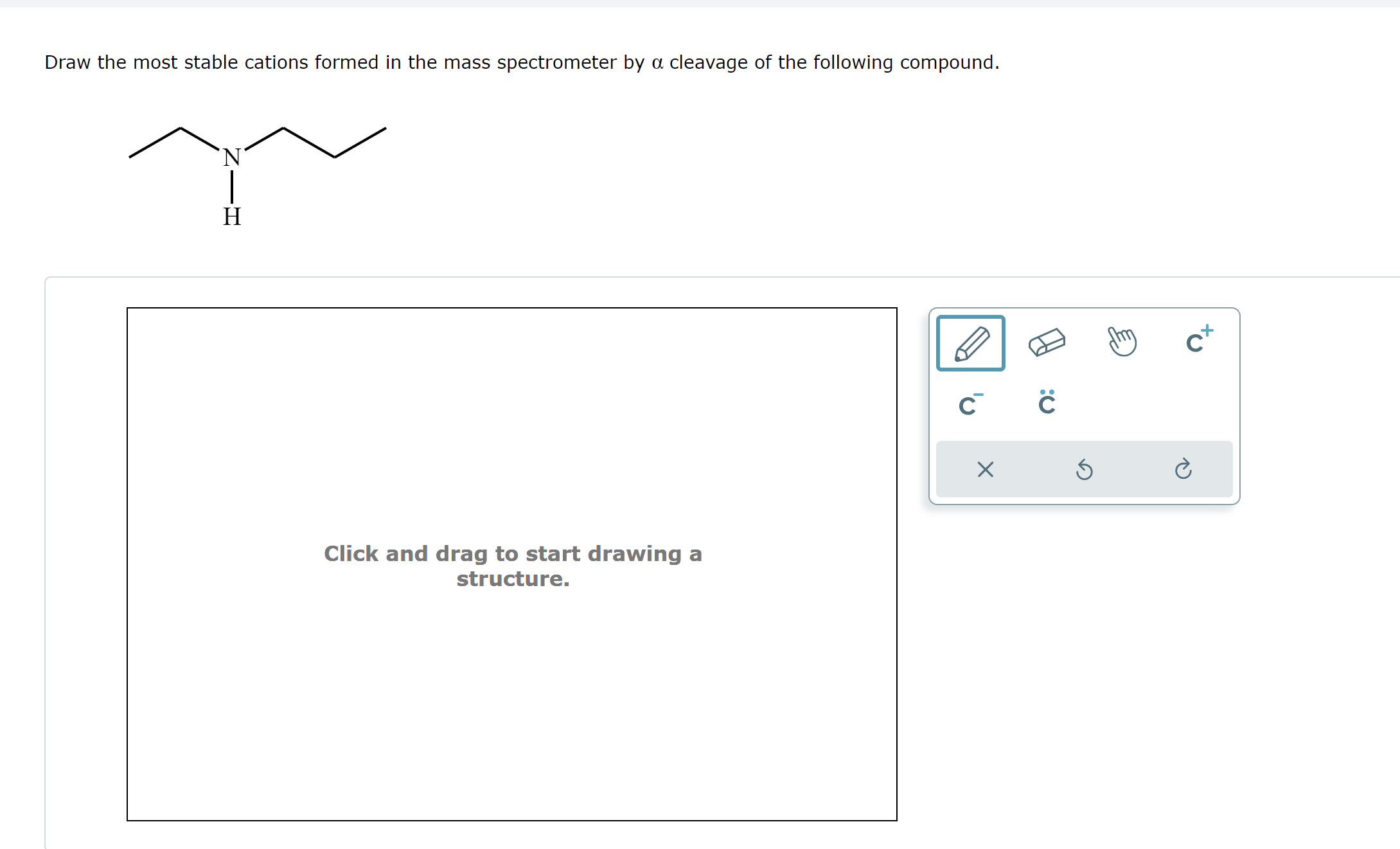 Solved Draw the most stable cations formed in the mass | Chegg.com