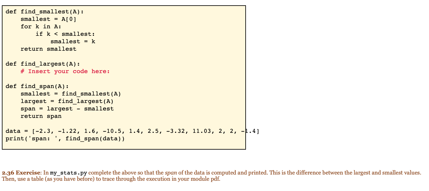 Solved def find_smallest(A): smallest = A[O] for k in A: if | Chegg.com