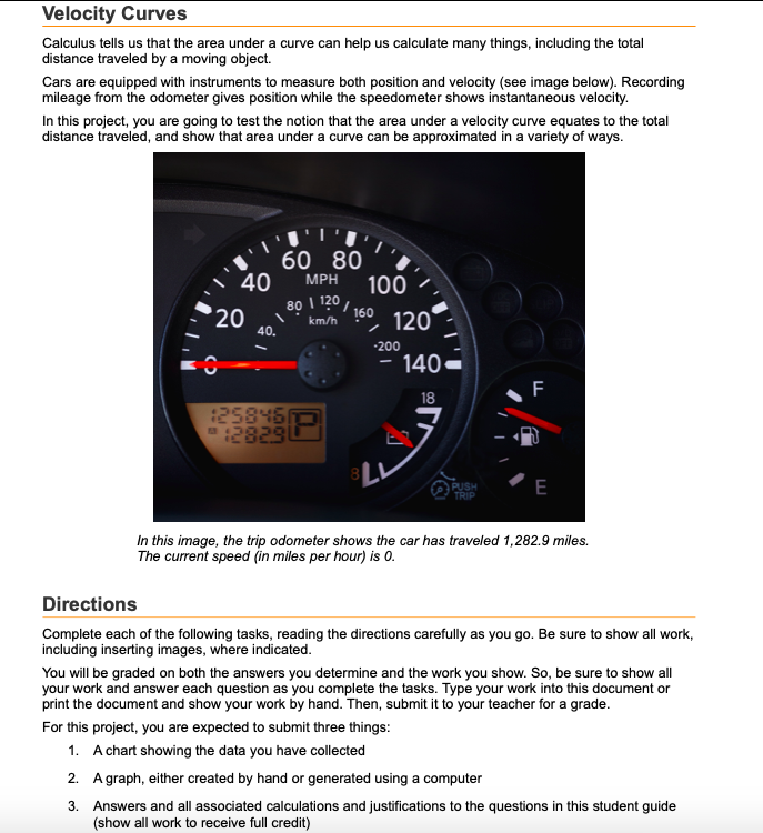 Solved Velocity Curves Calculus tells us that the area under | Chegg.com