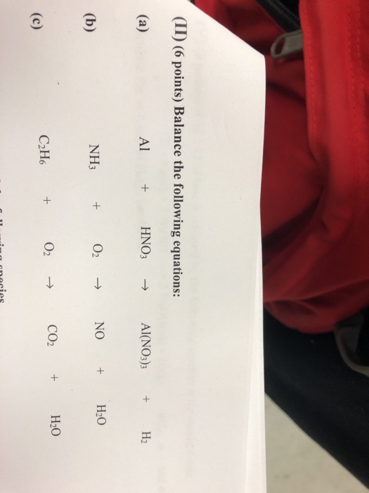 Solved (II) (6 points) Balance the following equations: Al + | Chegg.com