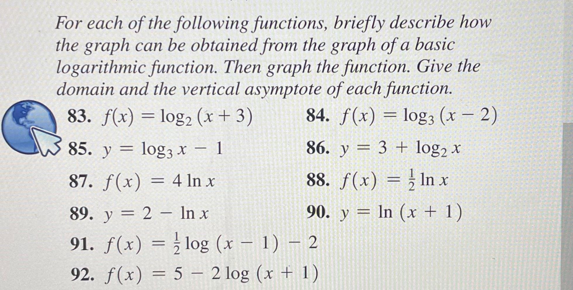 Solved For each of the following functions, briefly describe | Chegg.com
