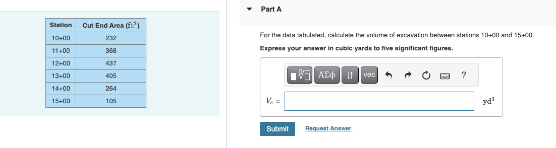 Solved Part AFor the data tabulated, calculate the volume of | Chegg.com
